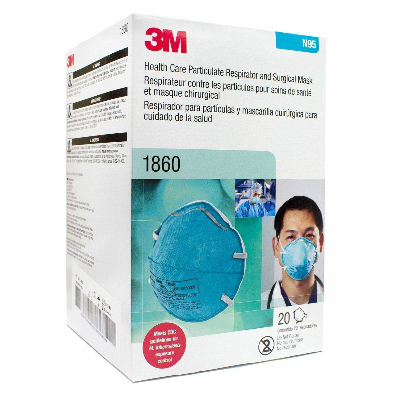 HEALTH CARE PARTICULATE RESPIRATOR AND SURGICAL MASK-20 MASK PER BOX