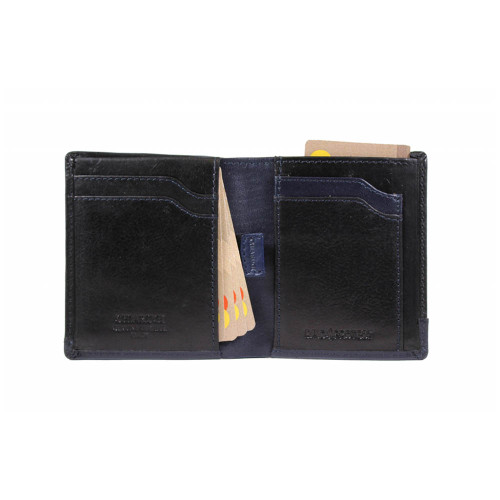 Chiarugi Globe Bi-Fold Leather RFID Card Wallet