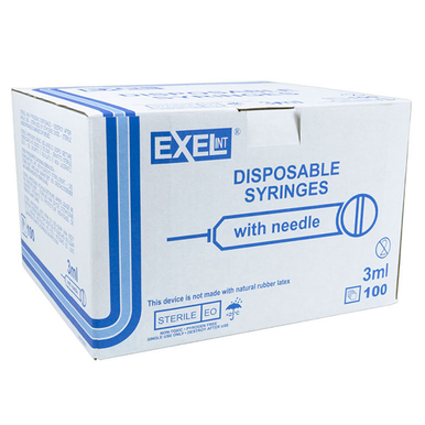 Exel Syringe Needle Combo 3cc 33G x 1 100/Box id 26102