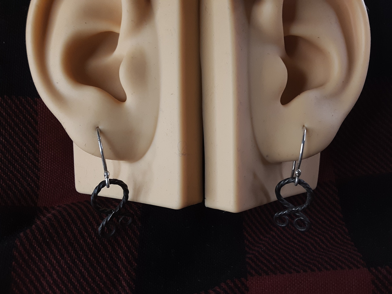 Iron troll cross earrings with sterling silver earwires #2