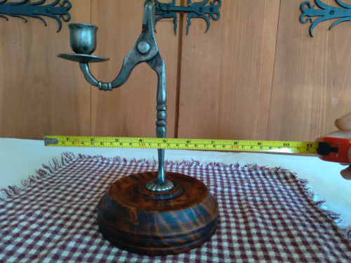 18th Century rush lamp with curly birch base
