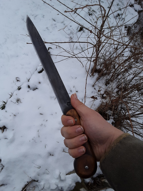 18th Century full tang french ball handle knife with birch scales