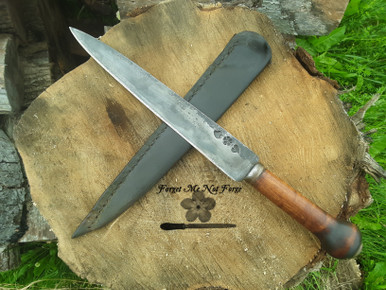 Woodbury style longhunters knife with lathe turned ball handle