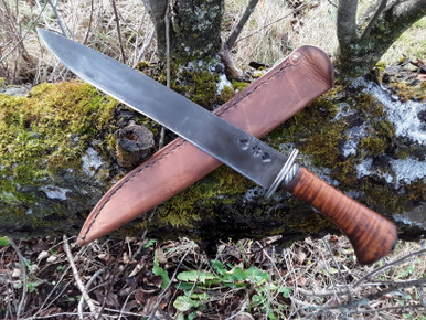 Longhunters knife with curly maple handle and iron guard