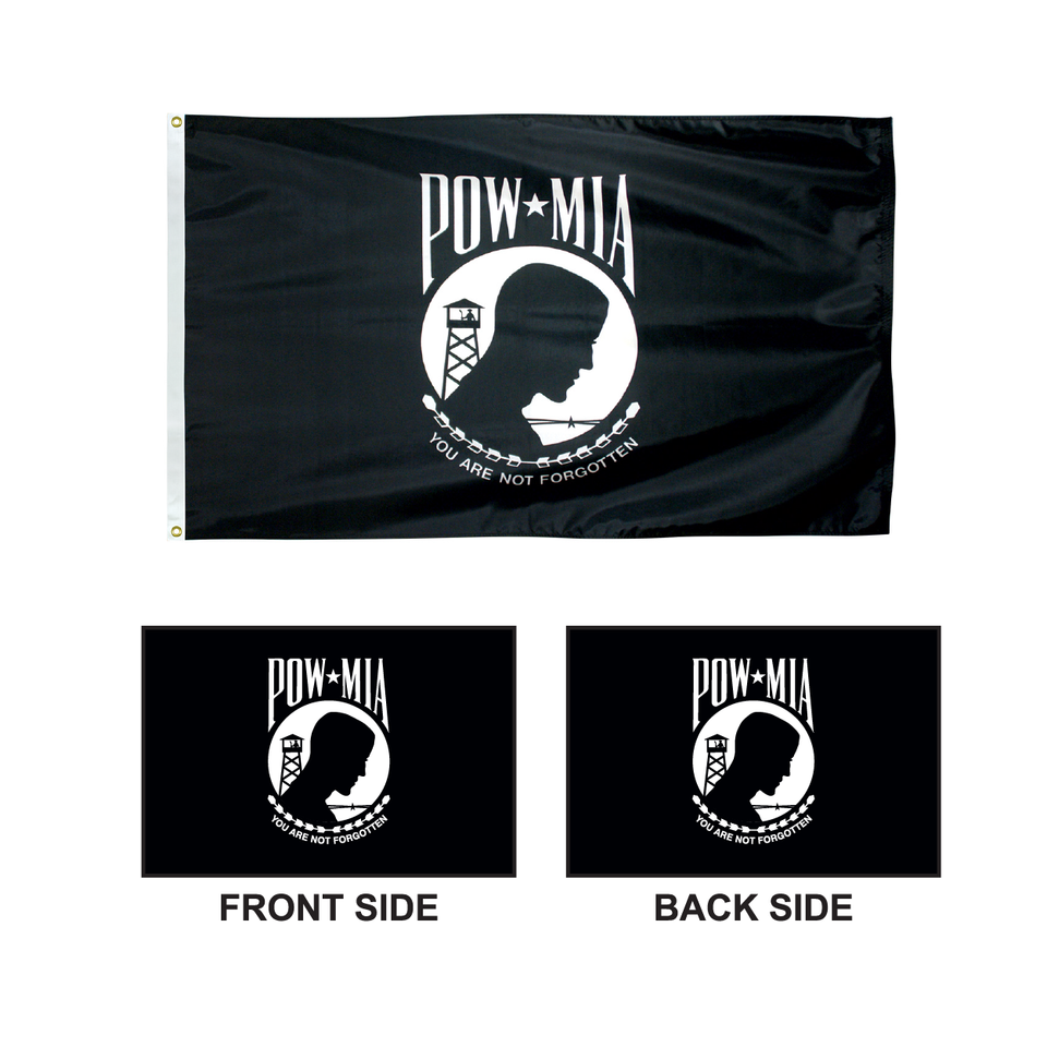 Official POW-MIA Double Face Nylon Flag – 2'x3' to 5'x8', Made in USA