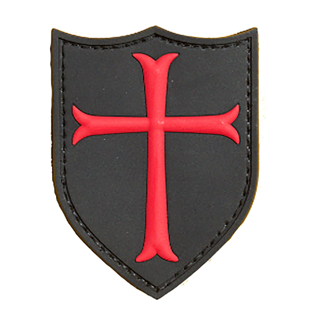 CRUSADER CROSS (Red/Black) Tactical Rubber Velcro Patches