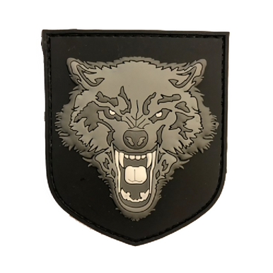 WOLF (Black) Tactical Rubber Velcro Patches