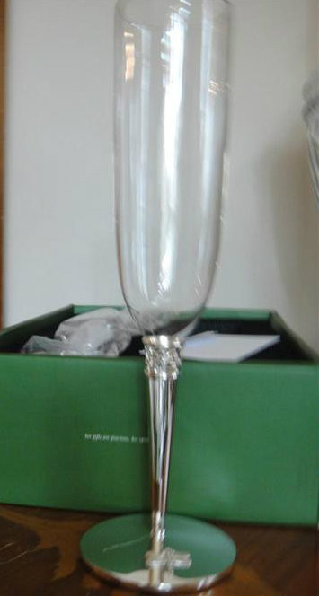 Kate Spade June Lane Silverplate Flute Pair New by Lenox