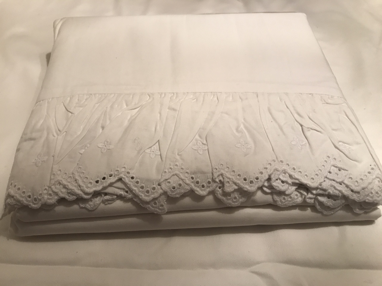 Ralph Lauren Lauren Lace King Flat Sheet White New
