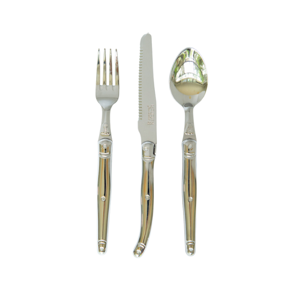 Jean Dubost 18 Pc Everyday Flatware Set with Stainless Steel colored ...