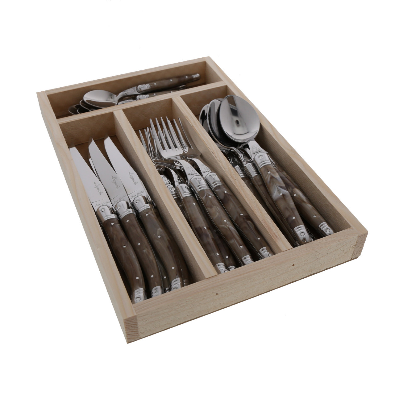 Jean Dubost 24 Piece Everyday Flatware Set in "Dark Horn" Color - The ...