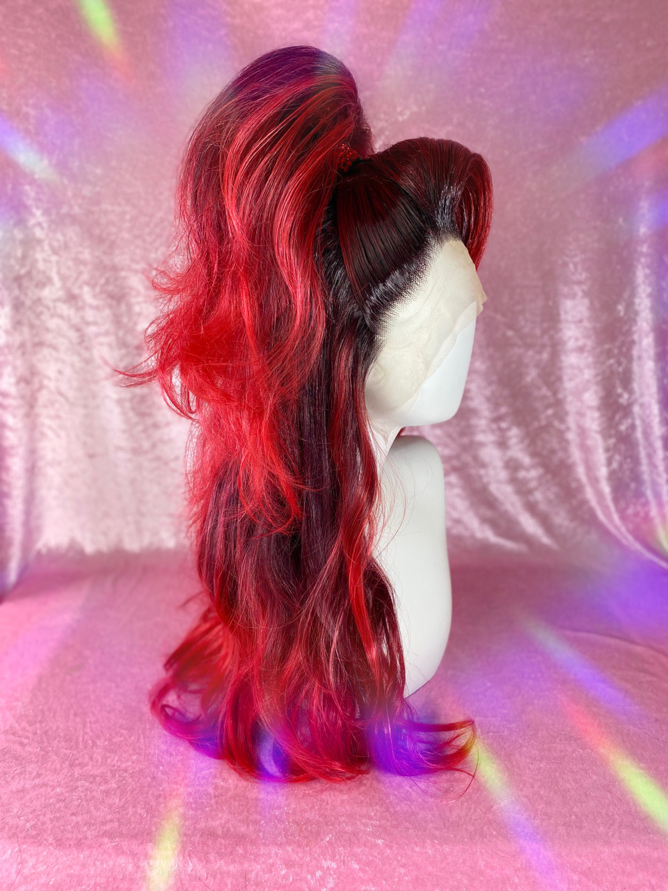 Ready 2 Ship - "Red ee to go!" super high pony in a deep rooted red mix ...