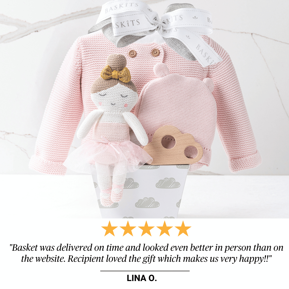 Sweater, Hat, Plushie: Pipsqueak Baby Gift Basket Pink | Tea Wood ...