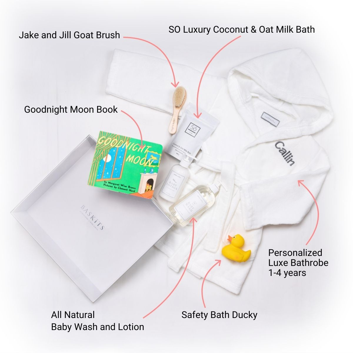 Baby Bathtime Gift Box With Personalized Robe: Bubbles | Goat Brush ...
