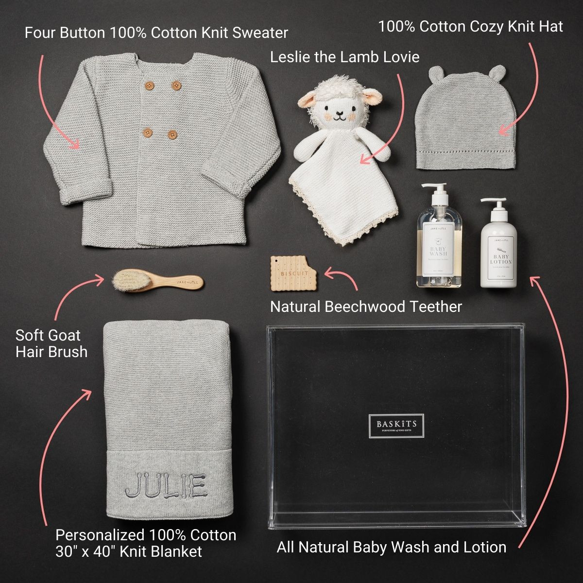 Embroidered Bundle Baby Gift Set with 100% Cotton Blanket, & Lovie
