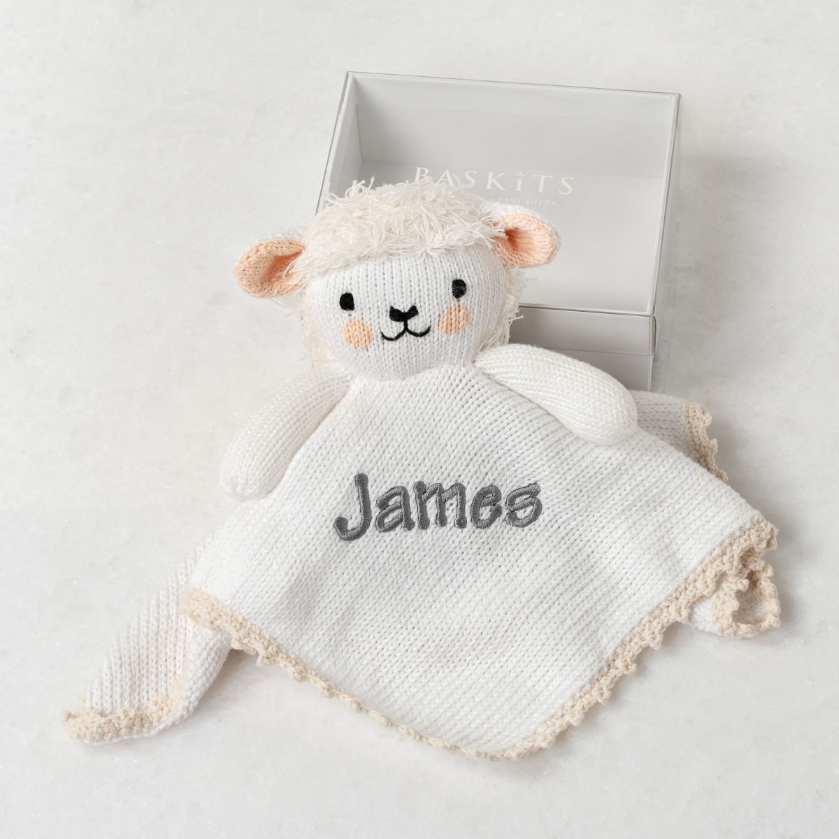 Embroidered, Personalized Stuffed Animal: Lamb Lovie | Handknit White ...