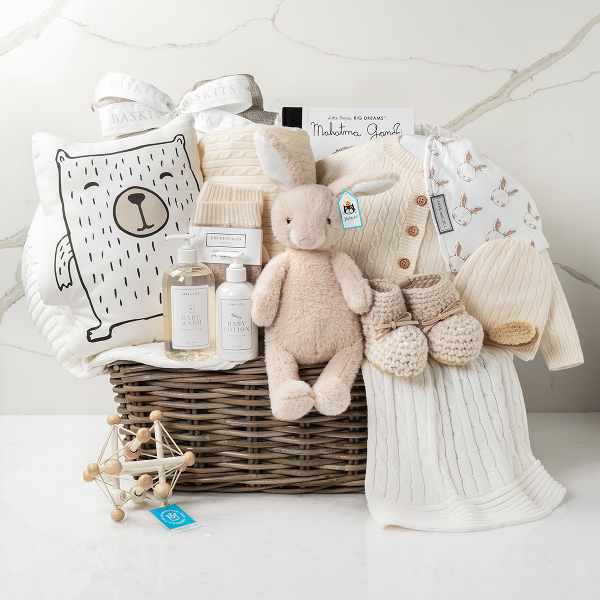 XL Rattan Basket filled with Luxurious Gifts for Mom and Baby: Mommy ...