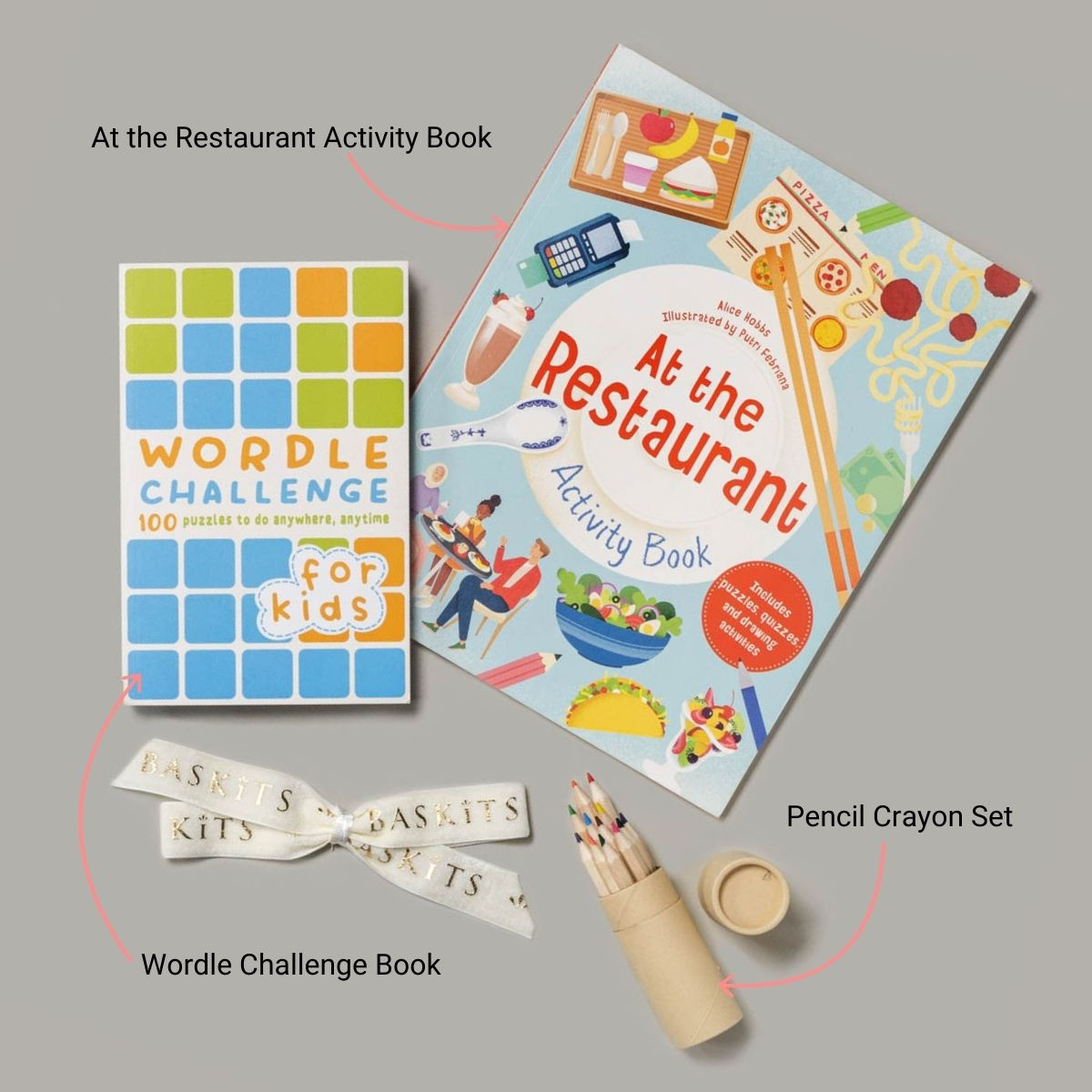 Pencil Crayons & Activity Gift Basket for Kids: Kids' Wordle Gift Set ...