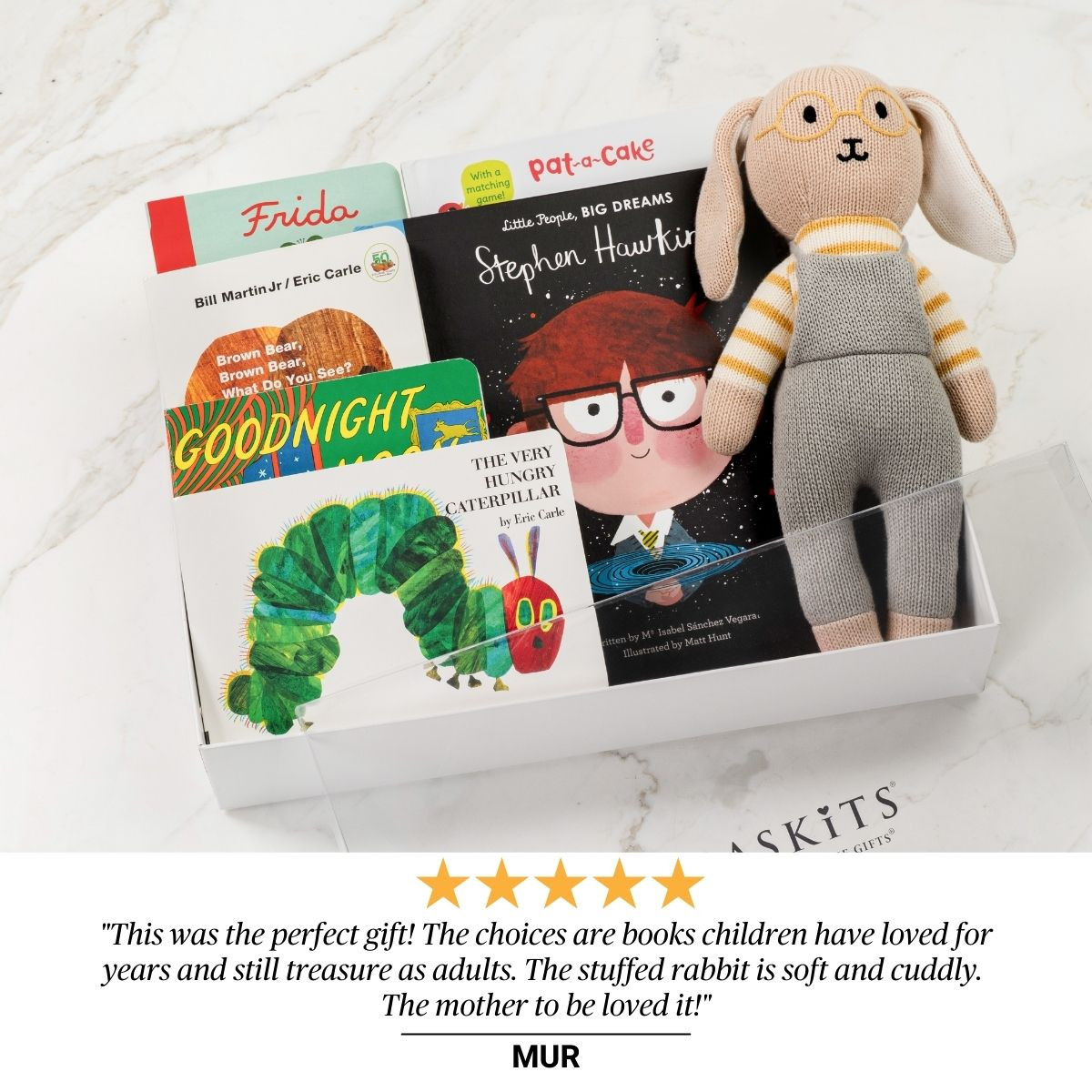 Children's Books & Plush Bunny: My First Library Baby Gift Box