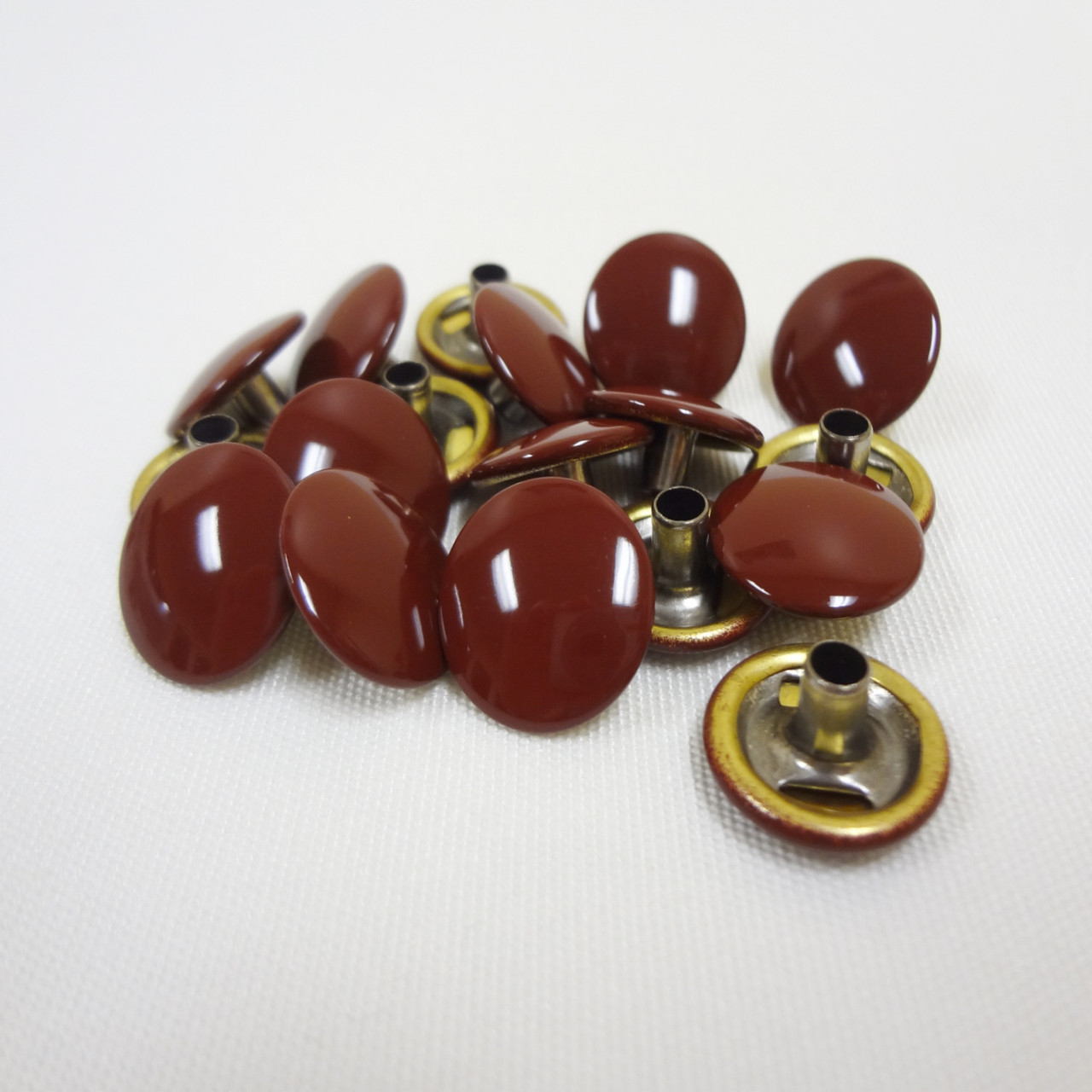 Burgundy Enamel Snap Fastener Button Cap - 1/4" Stem