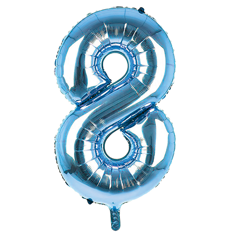 Giant Foil Light Blue 8 Number Balloon - Stationery Wholesale