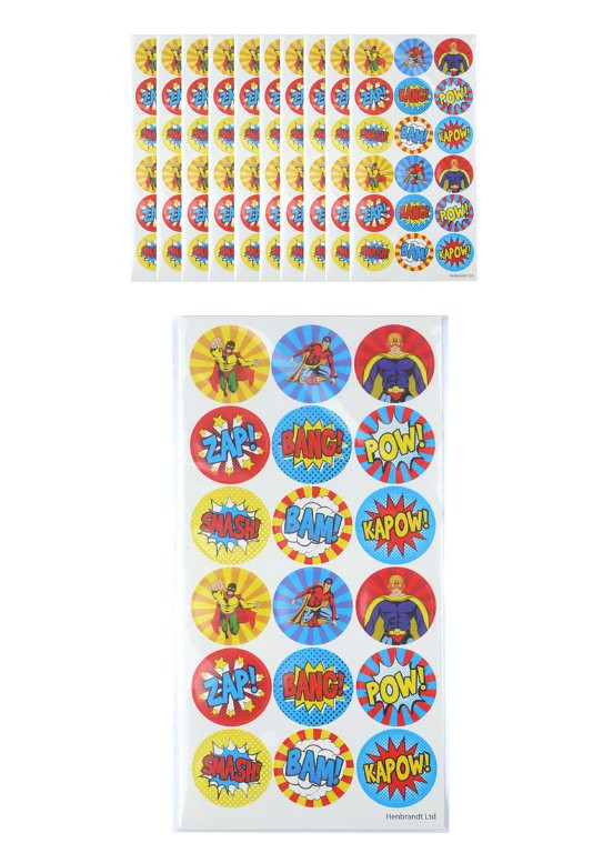 Pack of 10 Superhero Stickers Sheets (180 Stickers) - Stationery Wholesale