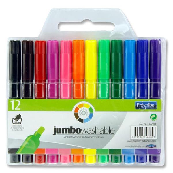 Pack of 12 Washable Jumbo Markers by ProScribe - Stationery Wholesale