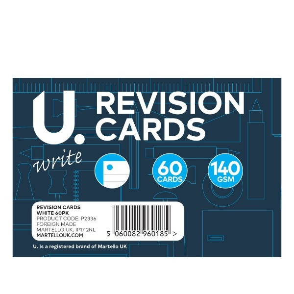 Pack of 60 White Revision Cards - Stationery Wholesale