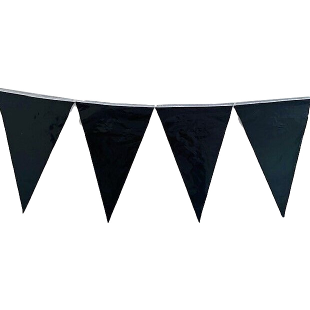 Black Bunting 10m with 20 Pennants - Stationery Wholesale