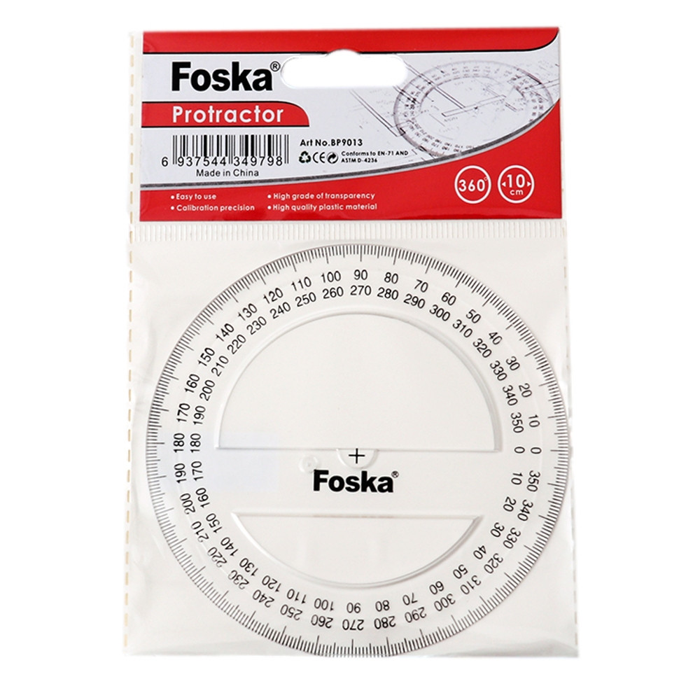 360 Degree 10cm School Transparent Plastic Protractor Ruler ...