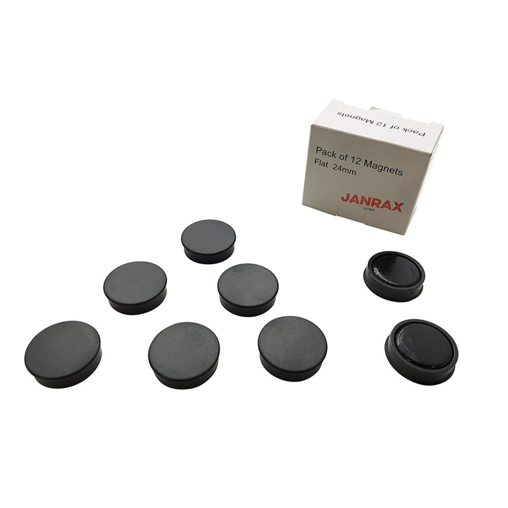 Pack of 12 Black 24mm Magnets - Stationery Wholesale