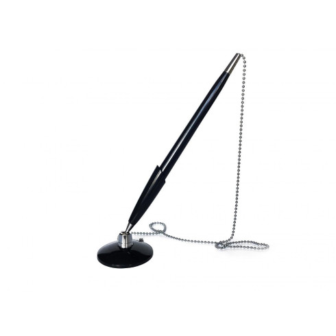 Slim Black Reception Counter Pen on Chain - Desk Bank Form - Stationery ...