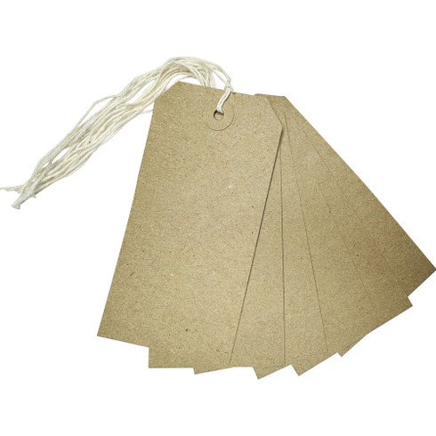 Box of 1000 Brown Buff Strung Tags 120mm x 60mm - Stationery Wholesale
