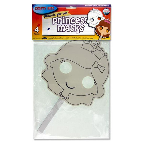 Crafty Bitz Pack of 4 Decorate Your Own Princess Masks - Stationery ...