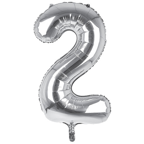 Giant Foil Silver 2 Number Balloon - Stationery Wholesale