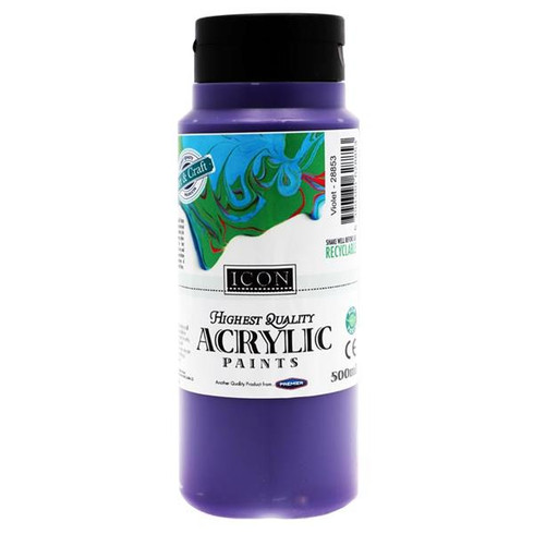 Violet Acrylic Paint 500ml by Icon Art - Stationery Wholesale