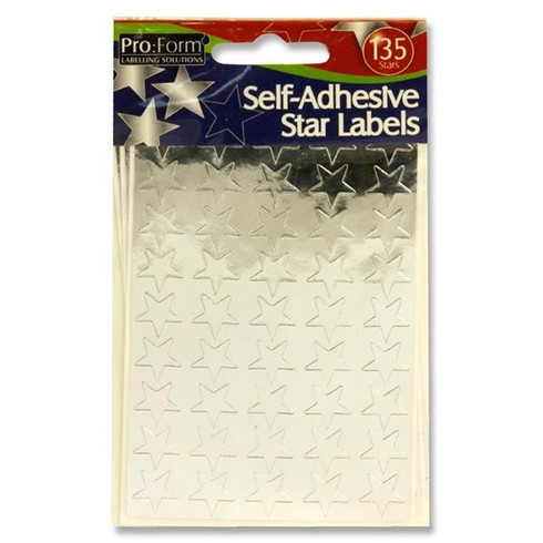 Pack of 135 Self Adhesive Silver Stars Labels by Pro:Form - Stationery ...