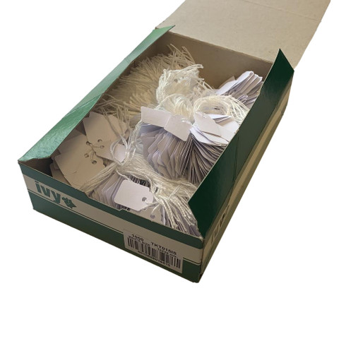 Pack of 1000 White 15x24mm Strung Tag Tickets - Stationery Wholesale