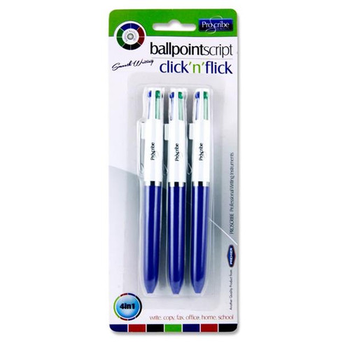 Pack of 3 4-in1 Ballpoint Pens by Pro:scribe - Stationery Wholesale