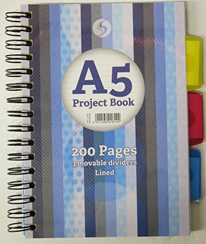 Silvine A5 Project Book 200 Pages with 3 Part Dividers Lined Spiral ...