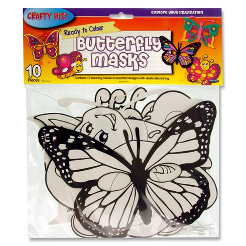Pack of 10 Ready To Colour Butterfly Masks by Crafty Bitz - Stationery ...