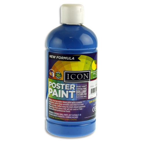500ml Cyan Blue Poster Paint by Icon Art - Stationery Wholesale