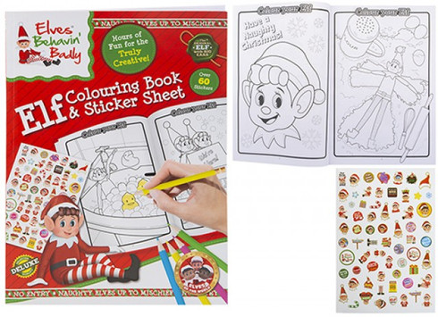 Extra Large Christmas Elf Colouring Book With Sticker Sheet ...