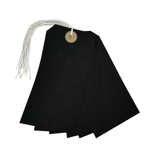 Box of 1000 Black Strung Tags 120mm x 60mm - Stationery Wholesale