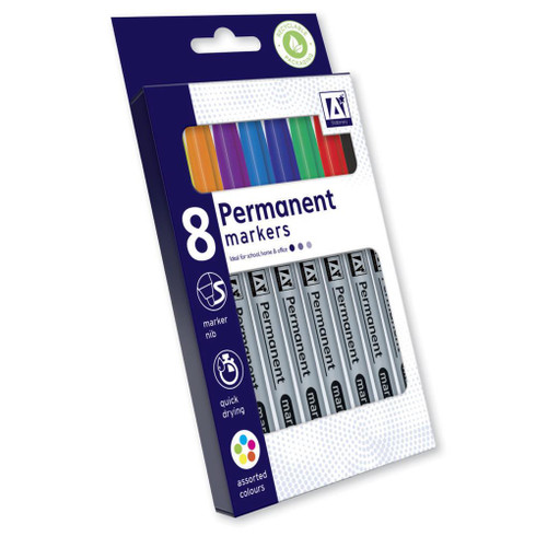 Pack of 8 Assorted Permanent Markers - Stationery Wholesale