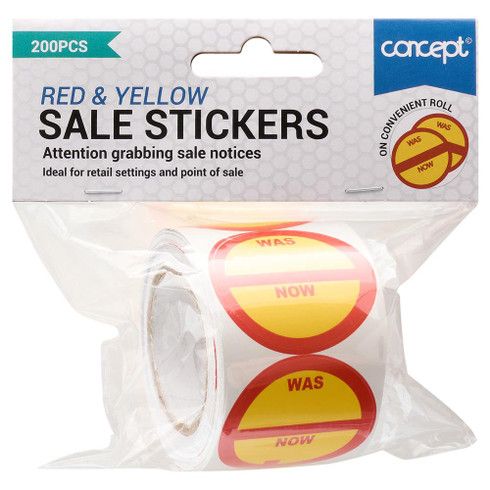 Roll of 200 1.5" Red & Yellow Sale Stickers by Concept - Stationery ...