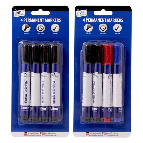 Pack of 4 Permanent Markers - Stationery Wholesale