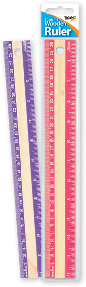 30cm Wooden Ruler Assorted Colours - Stationery Wholesale