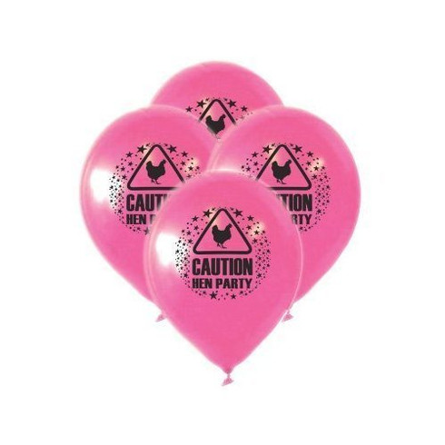 Pack of 75 Pink Party Balloons 23cm Caution Hen Party - Stationery ...