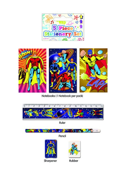 5 Piece Superhero Stationery Set - Stationery Wholesale
